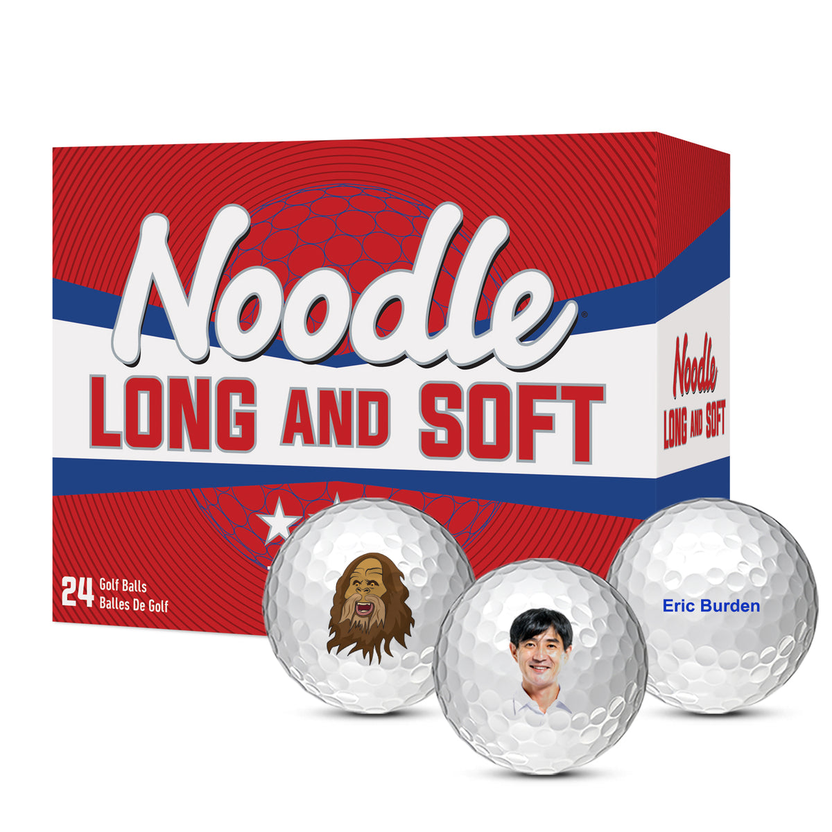 Custom Noodle Long and Soft - Golf Balls 24-Pack | MCGB – MyCustomGolfBall