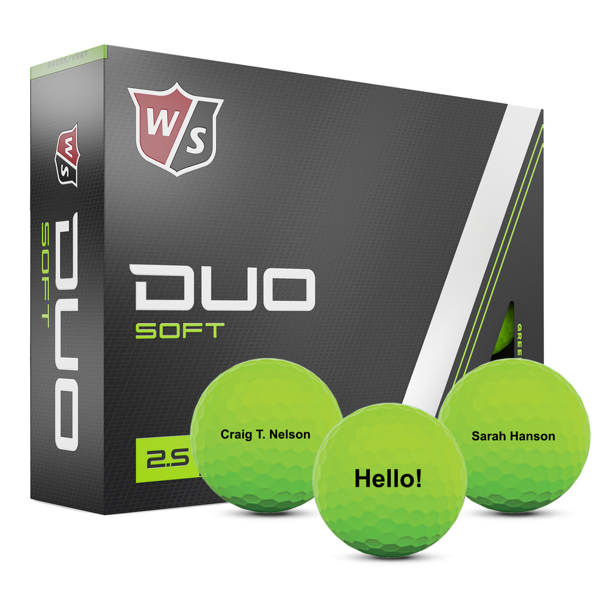 Custom Wilson Duo Soft Green Golf Balls | MyCustomGolfBall